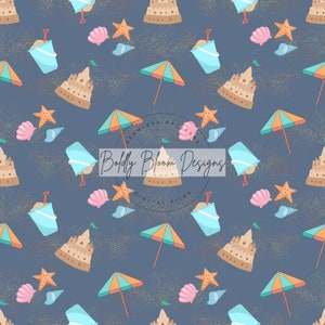 Sandcastle Seamless Pattern, Beach Seamless Pattern, Beach Day Seamless ...