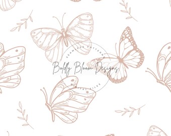 White Butterfly Seamless Pattern, Butterflies Seamless, Boho Butterfly ...