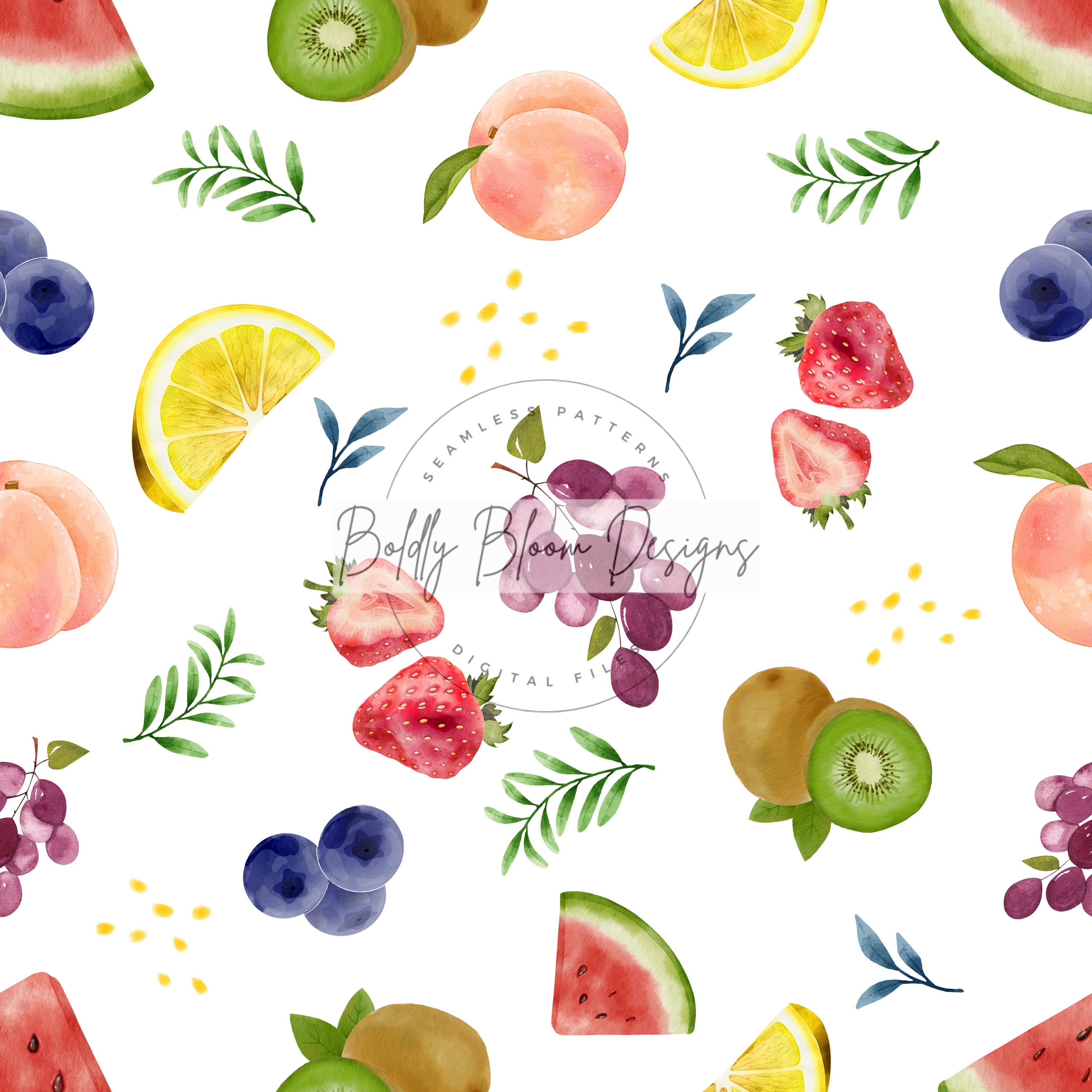 Watercolor Fruit Seamless Pattern, Fruit Seamless Patterns, Fruit ...