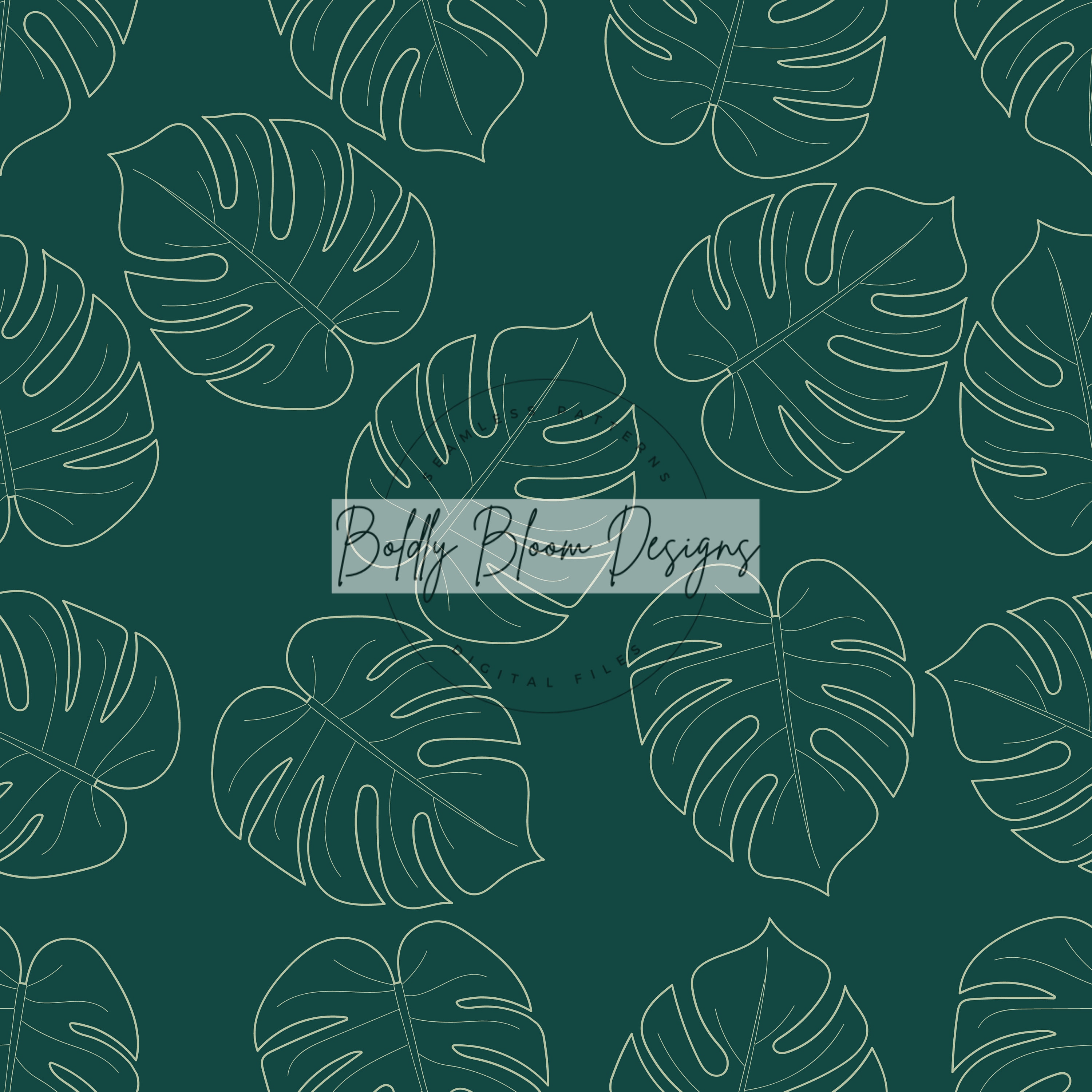 Monstera Leaf Outline Seamless Pattern, Monstera Leaf Seamless ...