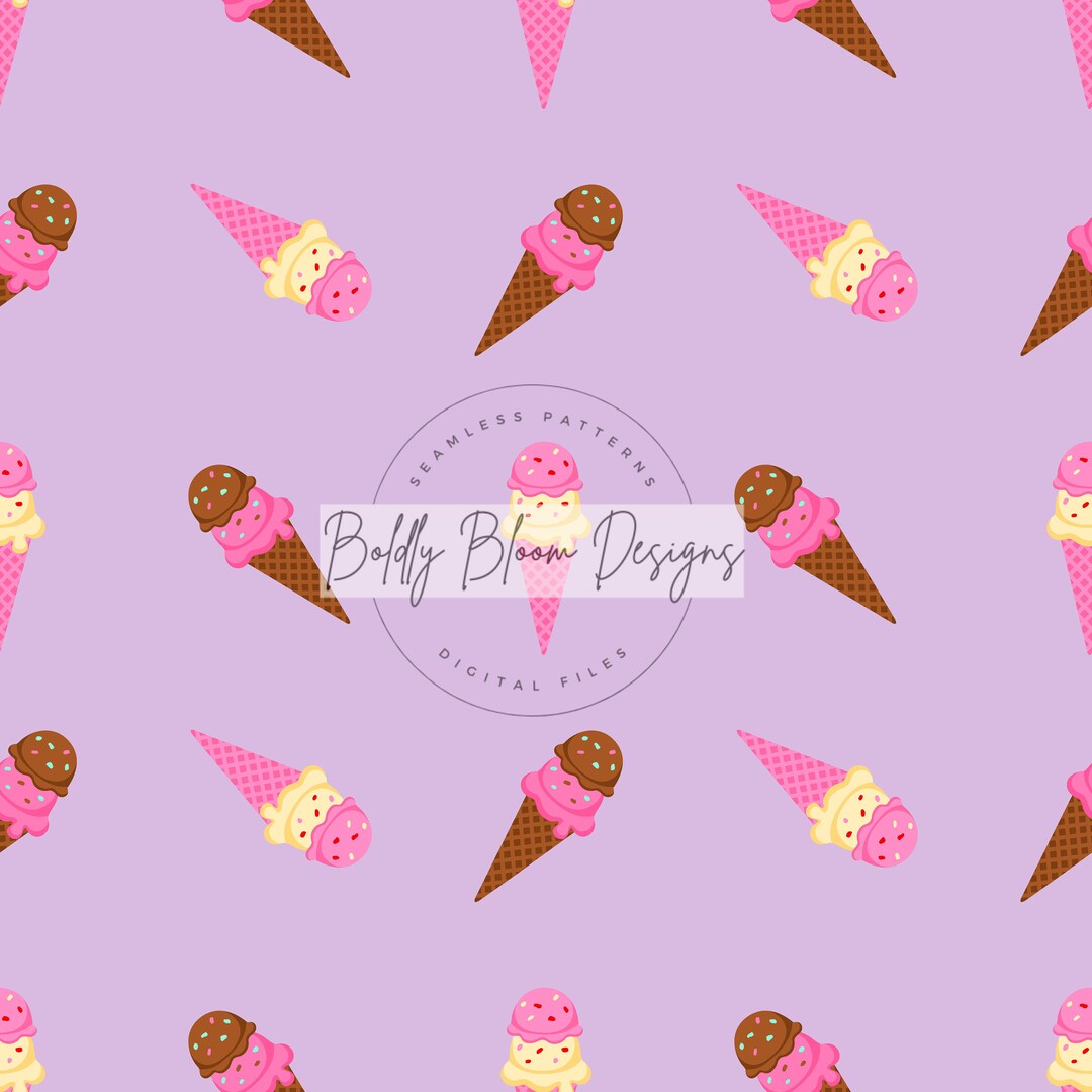 Ice Cream Cone Seamless Pattern, Ice Cream Seamless, Ice Cream Cone ...