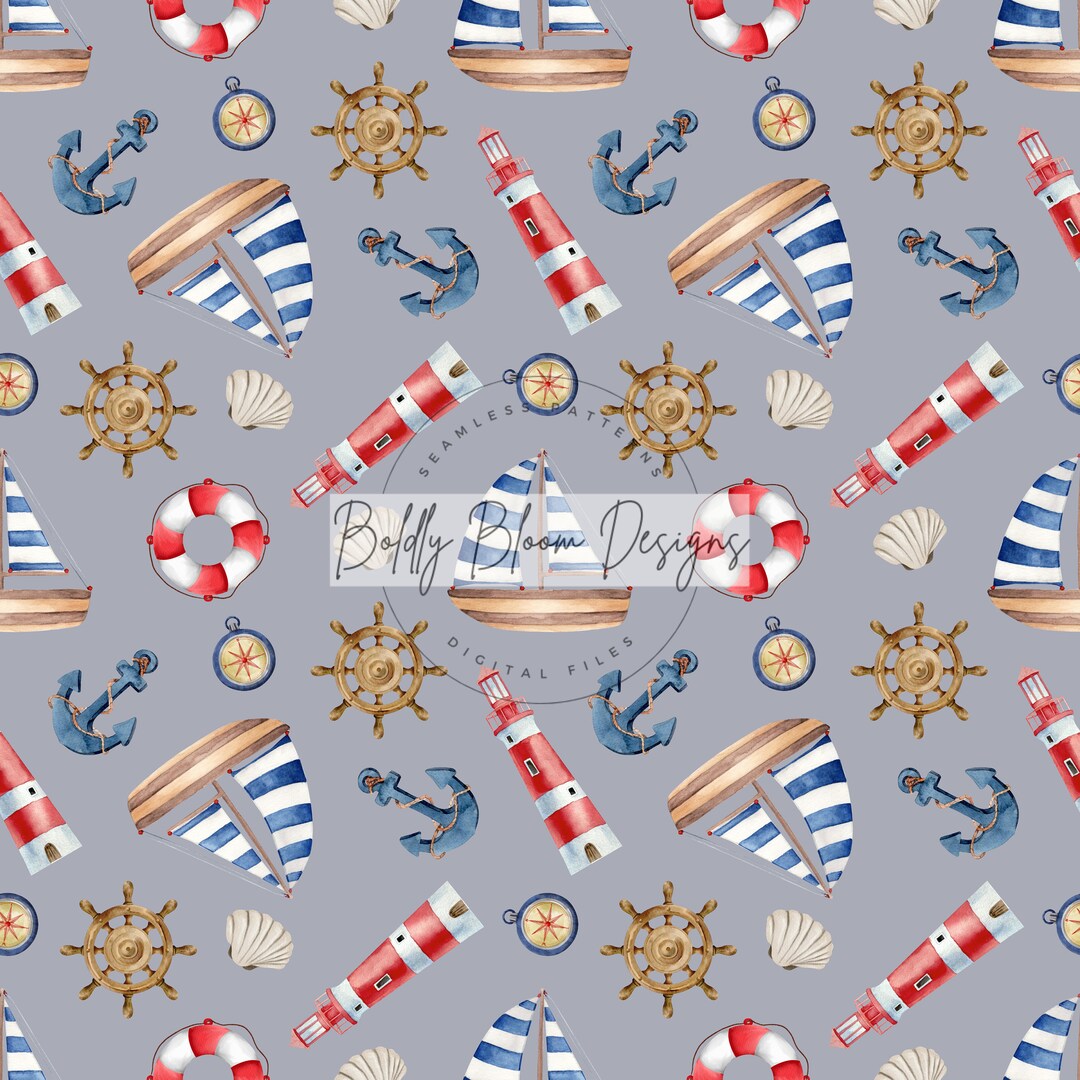 Nautical Sailing Seamless Pattern, Nautical Seamless Pattern, Sailing ...