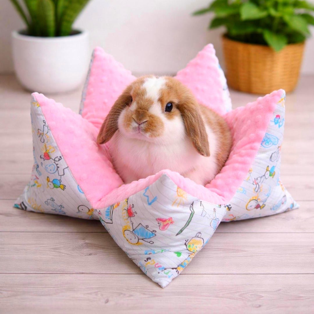 Rabbit Fleece Bed – Soft Bunny Bed for Rabbits, Cozy Fleece Pet Bed ...