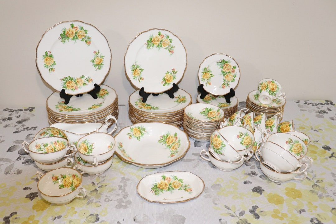 Royal Albert Tea Rose Yellow 5 Piece Place Setting Dinner - Etsy