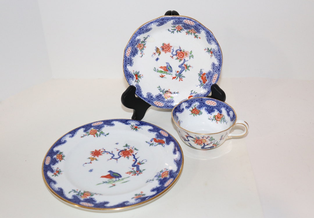 Royal Crown Derby 8978 Quail Pattern Trio a Flat Cup and Saucer Set ...