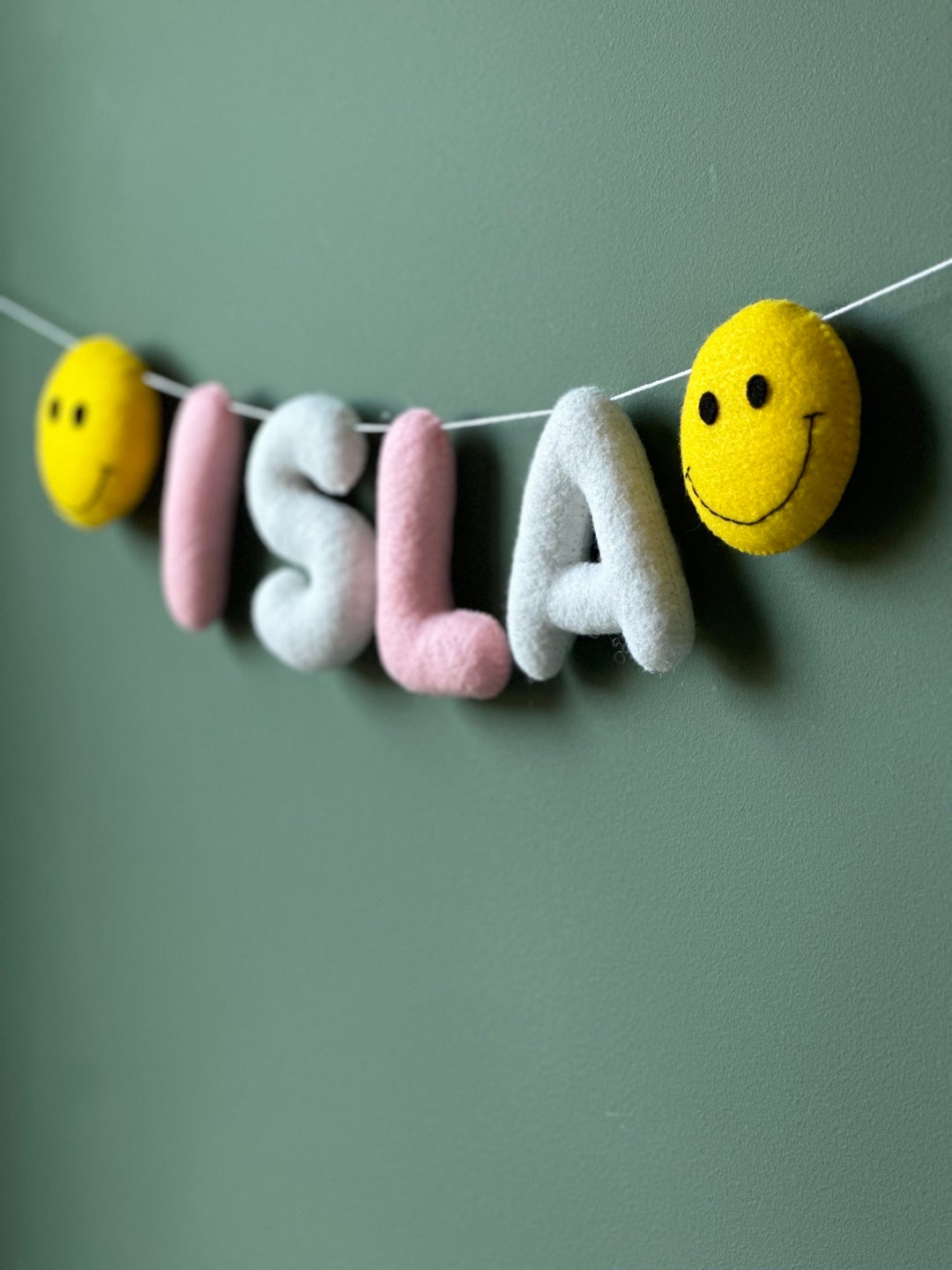 Custom Felt Name Garland: Smiley Face Nursery Decoration - Etsy