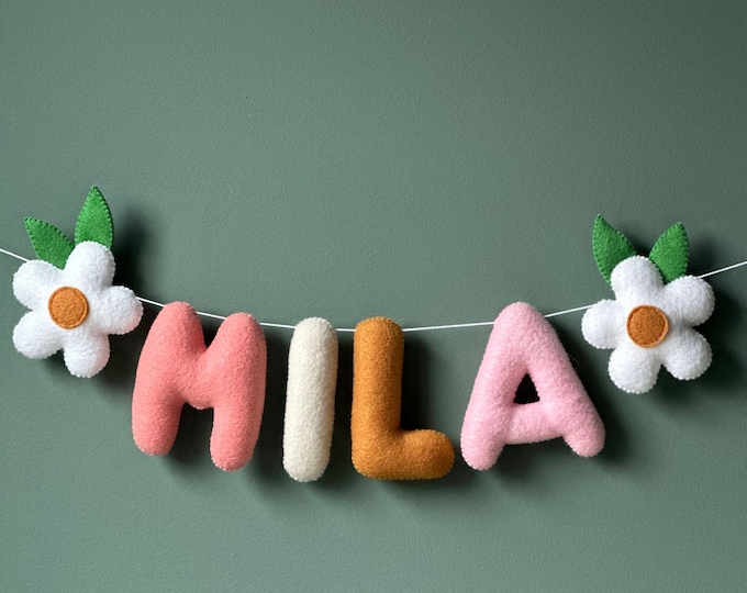 Embroidered Felt Name Banner; Embroidered Name; Baby Shower Gift ...