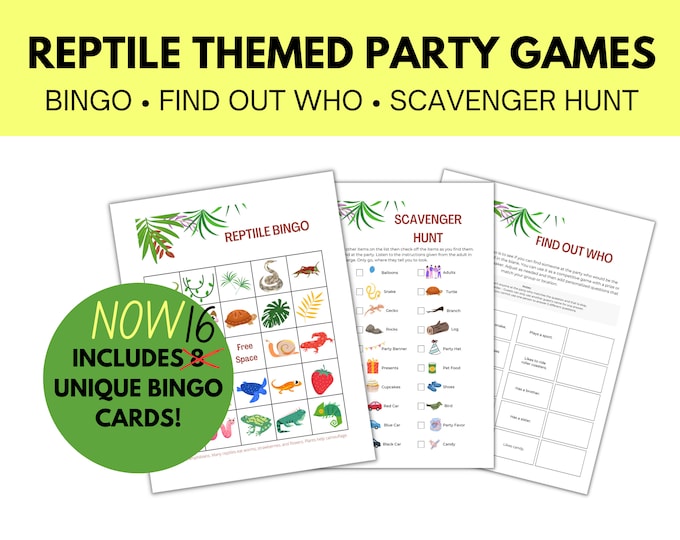 Reptile Party Games: Printable Activity Bundle (digital Download ...