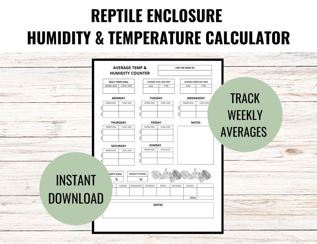 Reptile Enclosure Temp & Humidity Calculator, Reptile Care Tracker ...