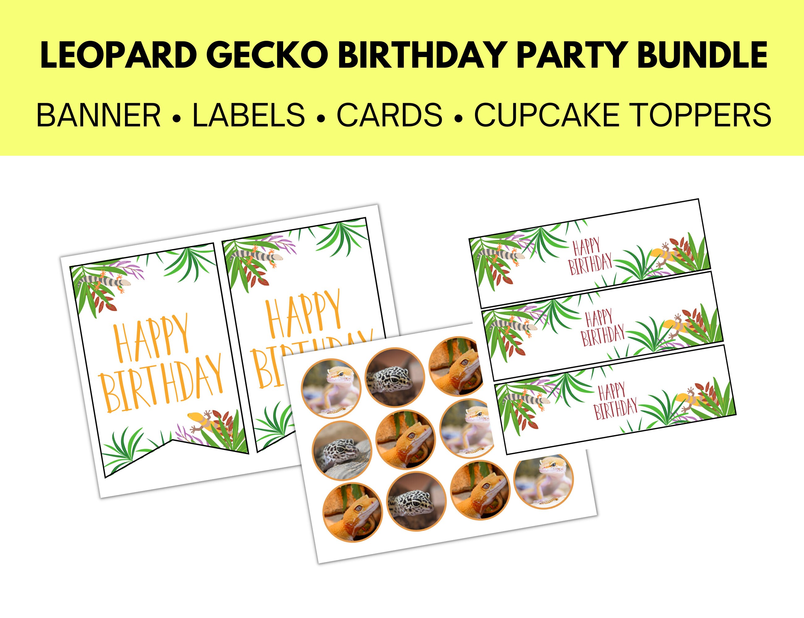 Leopard Gecko Birthday Invitation Template Game Bundle, Reptile ...
