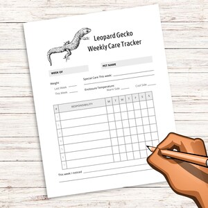 Reptile Chore Chart, Leopard Gecko Care Tracker, Pet Feeding Log ...