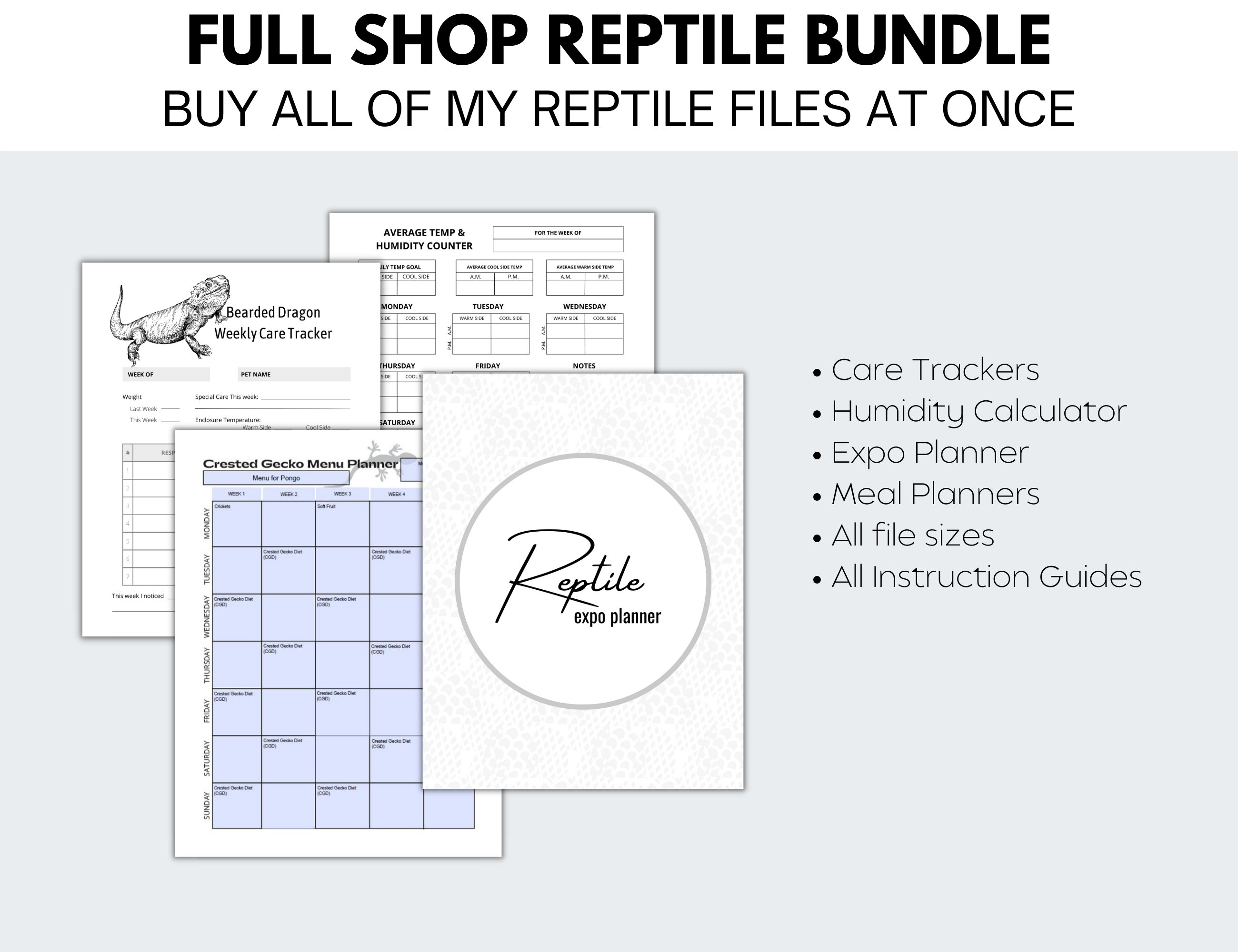 Reptile Care Sheet All Files Bundle Fillable PDF, Reptile Life Chart ...