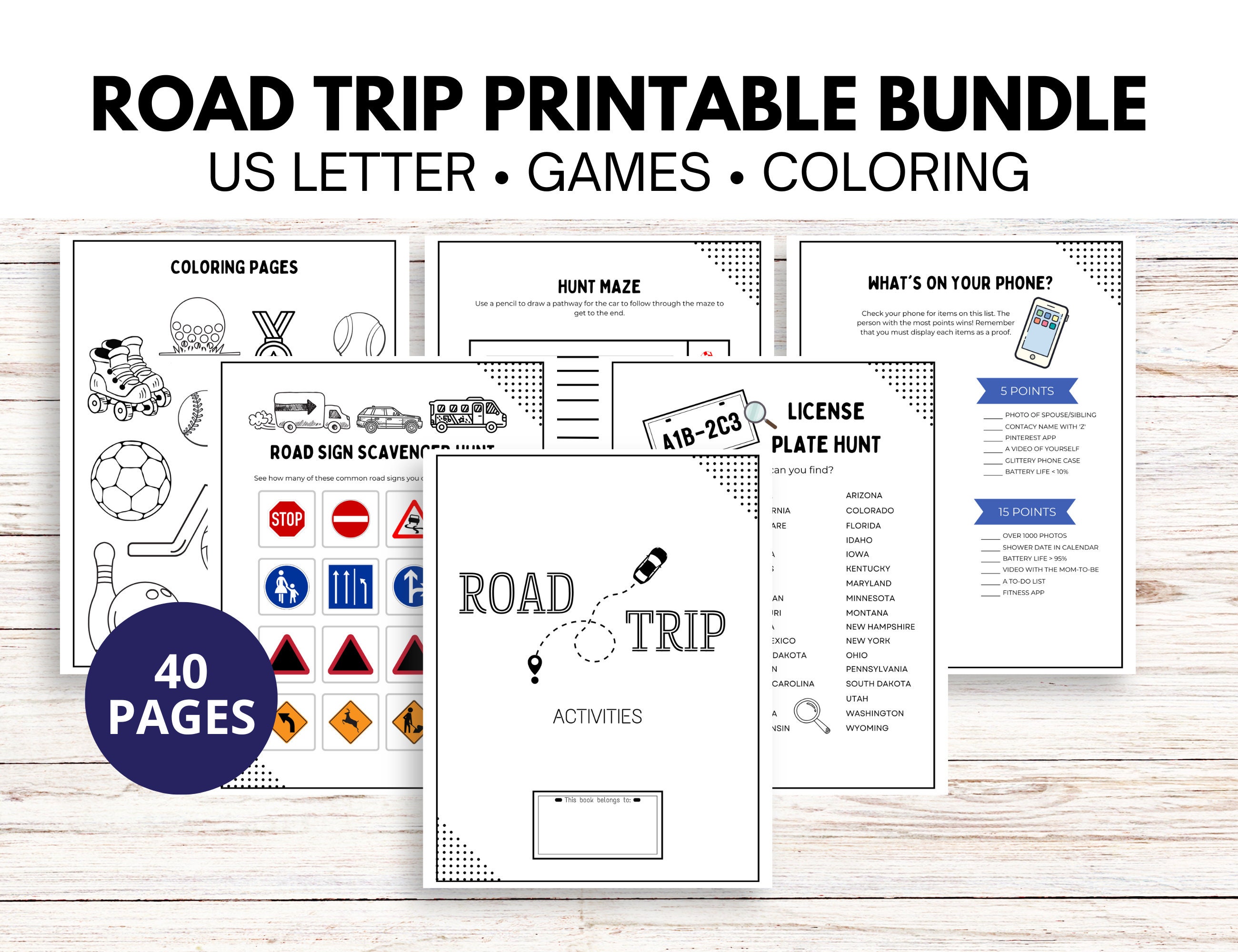 Printable Family Games, Road Trip Adventure Bundle, Road Trip Fun Pack: Printable Vacation Car ...