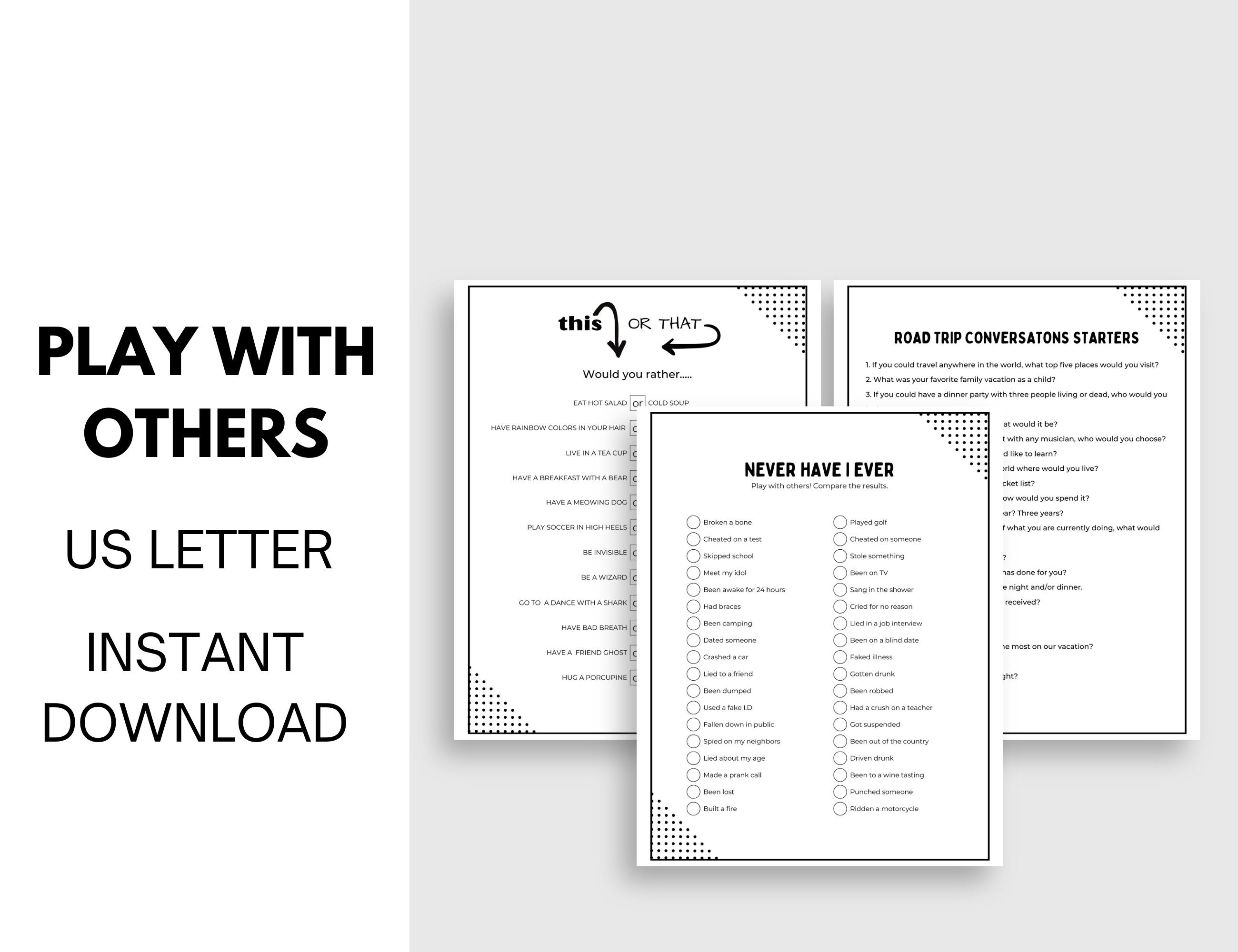 Printable Family Games, Road Trip Adventure Bundle, Road Trip Fun Pack ...