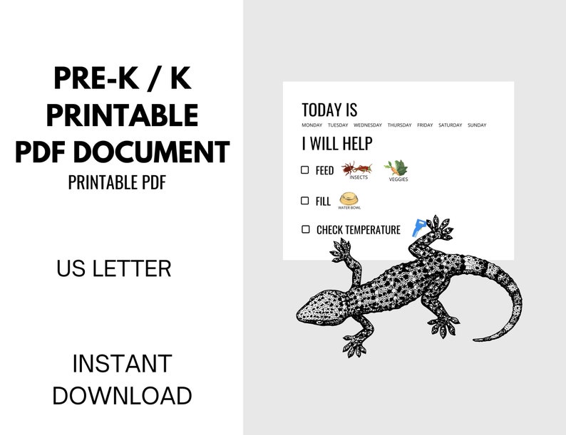 Preschool Reptile Chore Chart, Preschool Chore Chart, Bearded Dragon ...