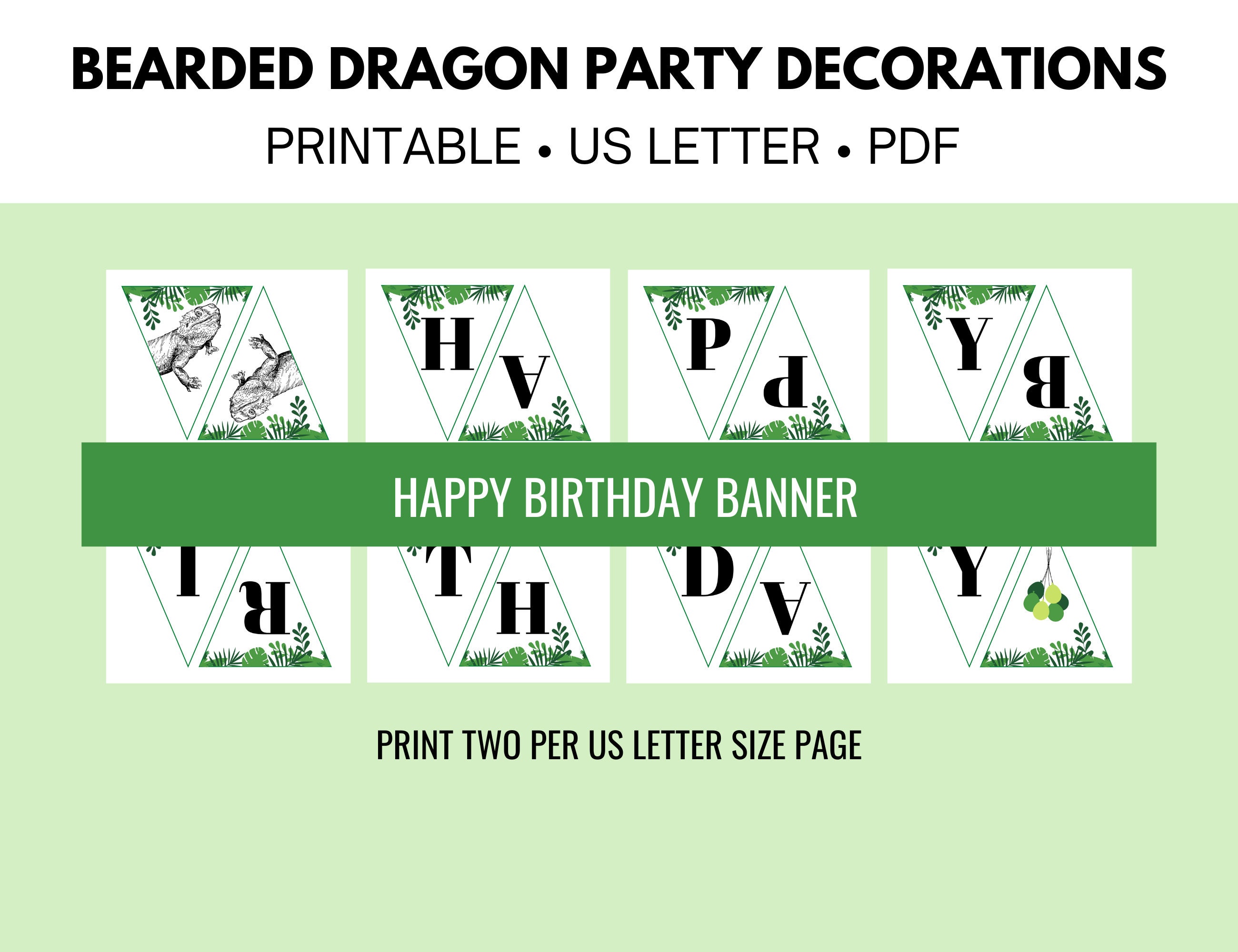 Bearded Dragon Birthday Party Bundle Blue and Green, Reptile Party ...