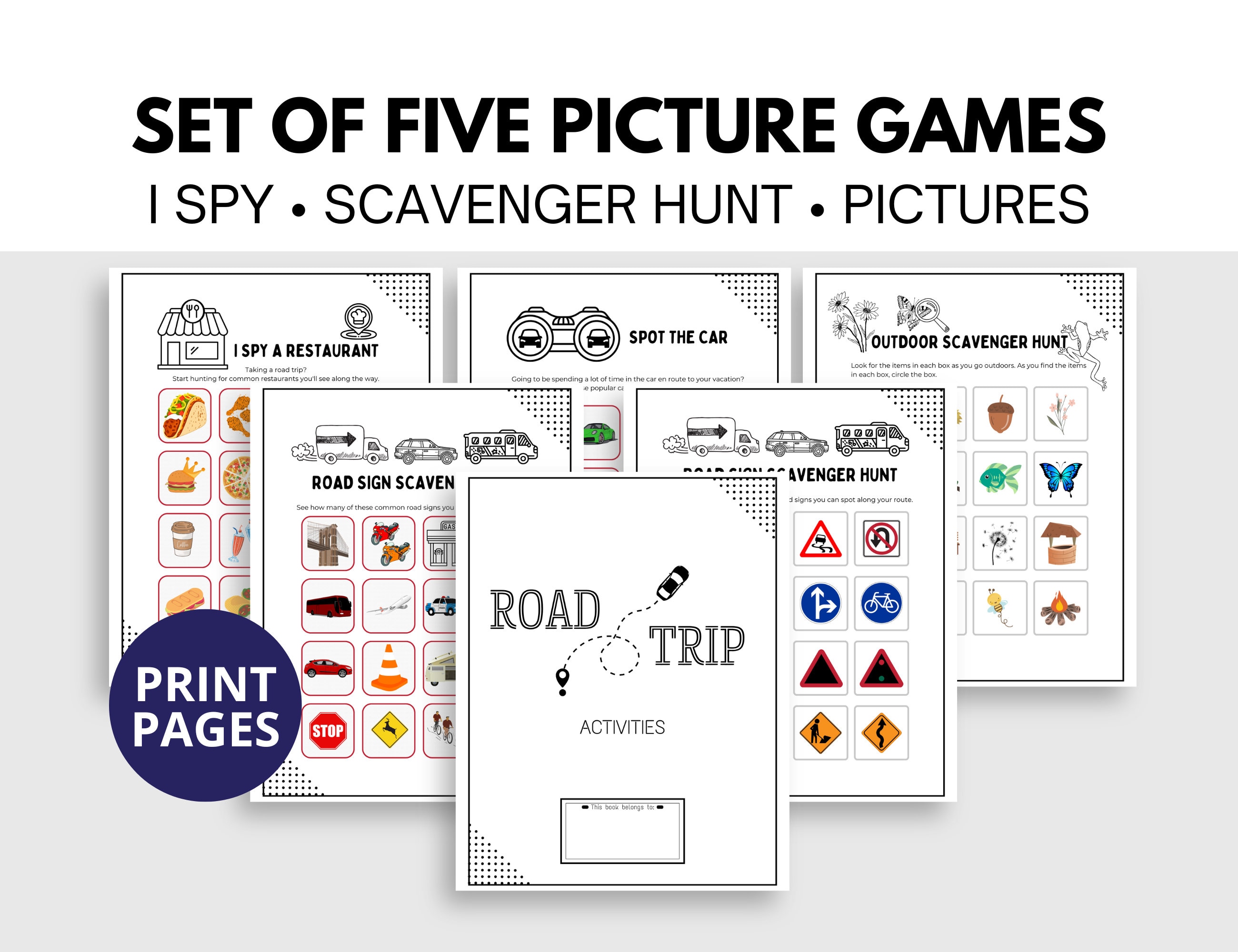 Printable Family Games, Road Trip Adventure Bundle, Road Trip Fun Pack ...