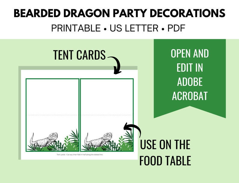 Bearded Dragon Birthday Party Bundle Blue and Green, Reptile Party ...