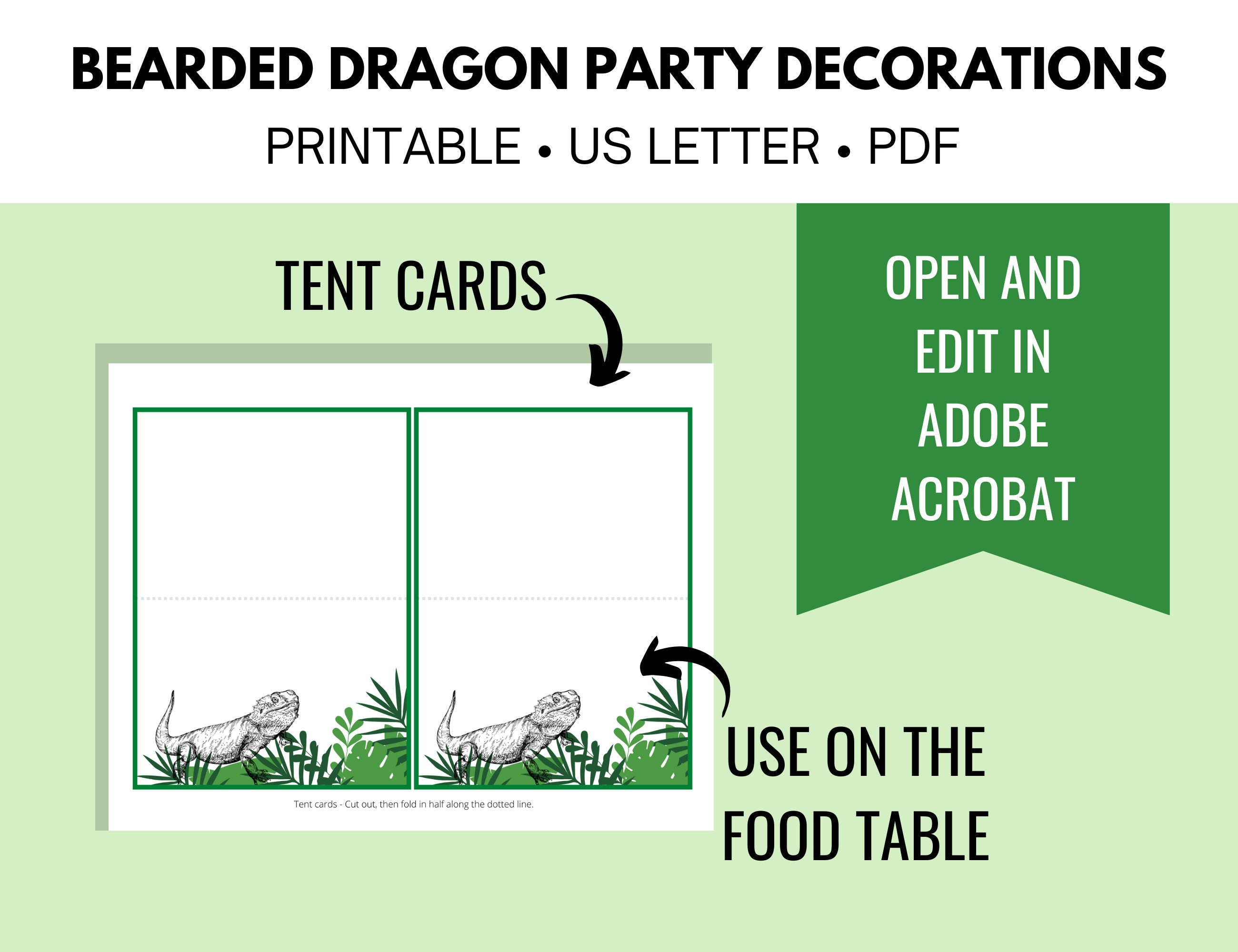 Bearded Dragon Birthday Party Bundle Blue and Green, Reptile Party ...