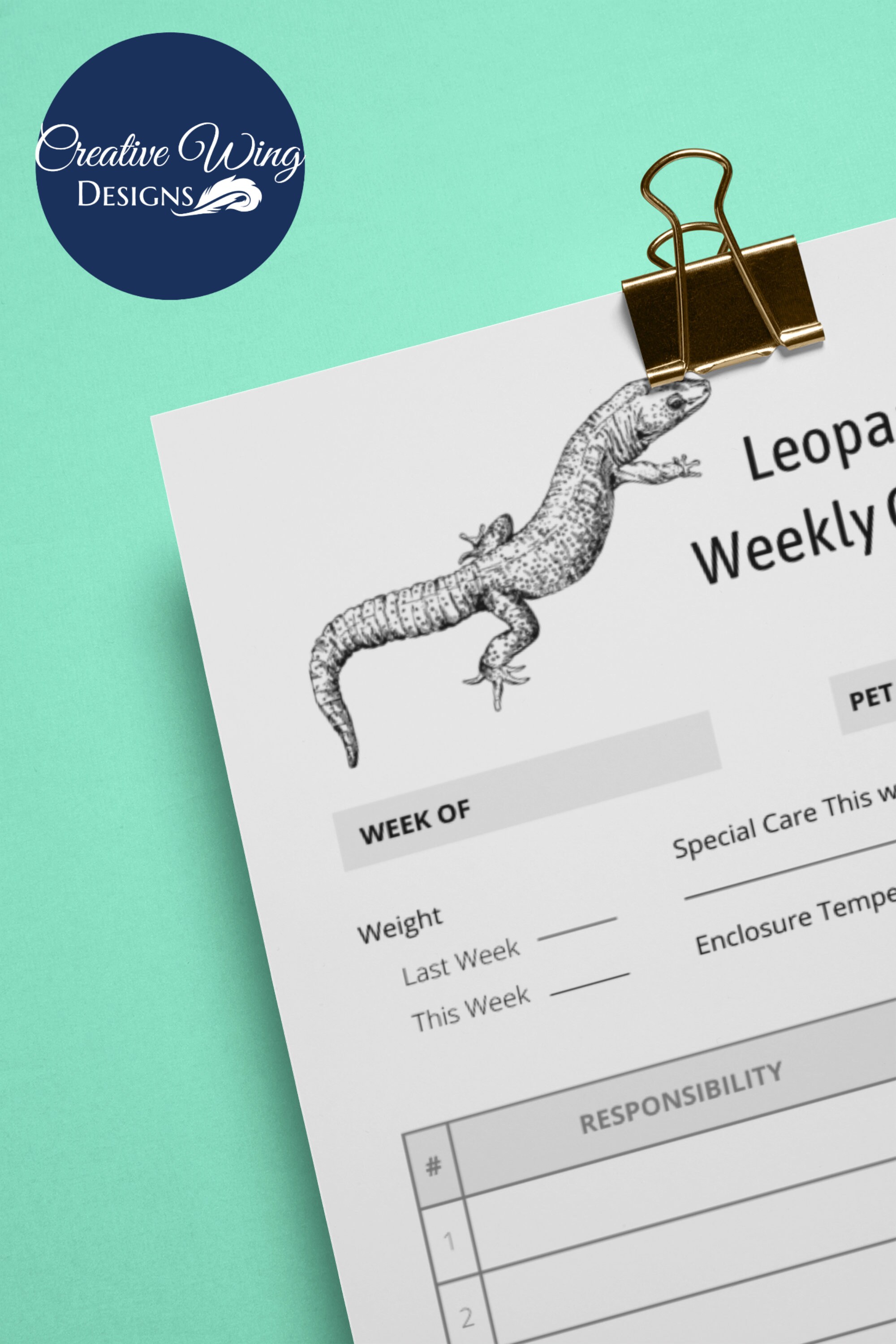 Reptile Chore Chart Leopard Gecko Care Tracker Pet Feeding - Etsy