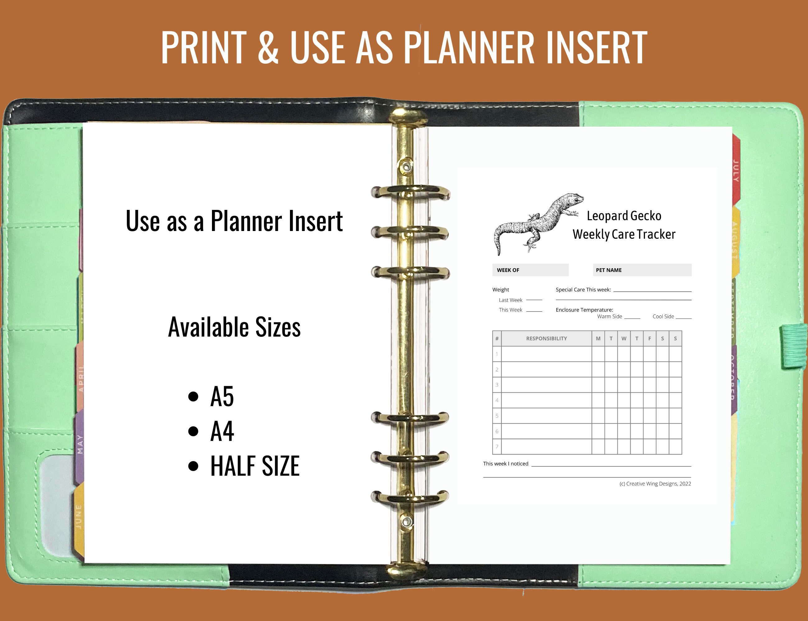 Reptile Chore Chart Leopard Gecko Care Tracker Pet Feeding - Etsy UK