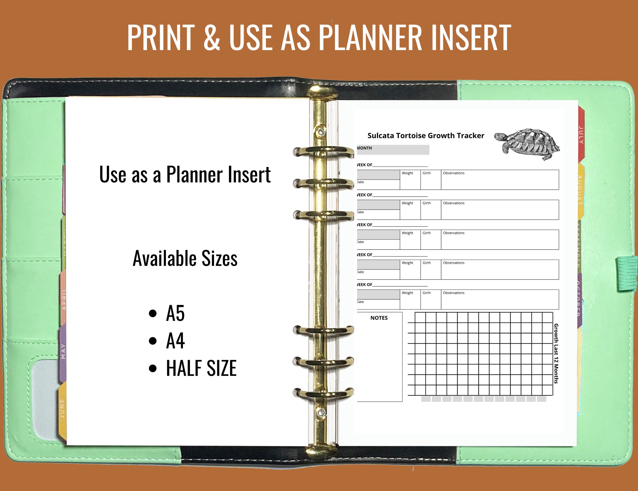 Sulcata Tortoise Growth Tracker, Reptile Care Tracker, Pet Planner ...