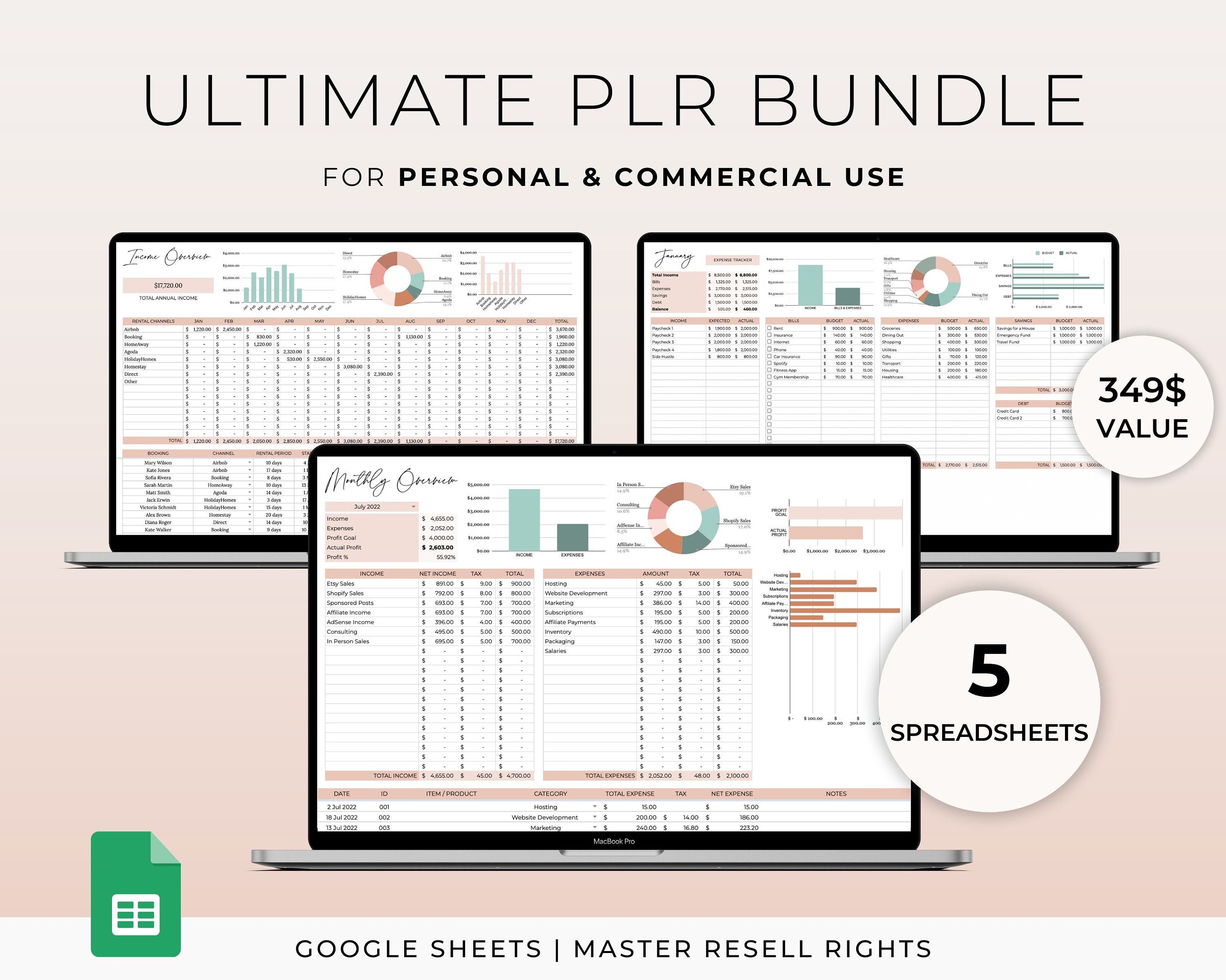 PLR Spreadsheets Bundle for Google Sheets Master Resell Rights ...