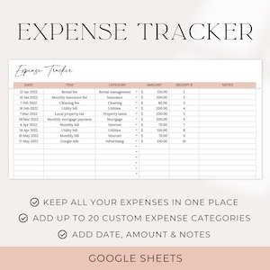 Rental Income & Expense Tracker Rental Tracking Spreadsheet Property Manager Expense Log Rental ...