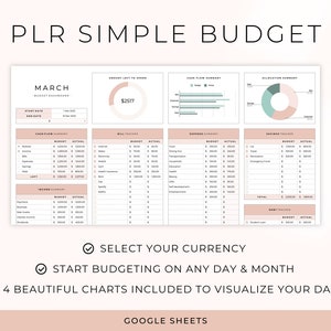 PLR Budget Planner Template for Google Sheets Master Resell Rights ...