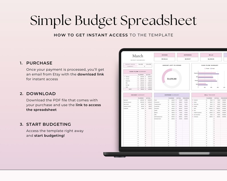 Simple Budget Planner Google Sheets Monthly Budget Planner Paycheck ...