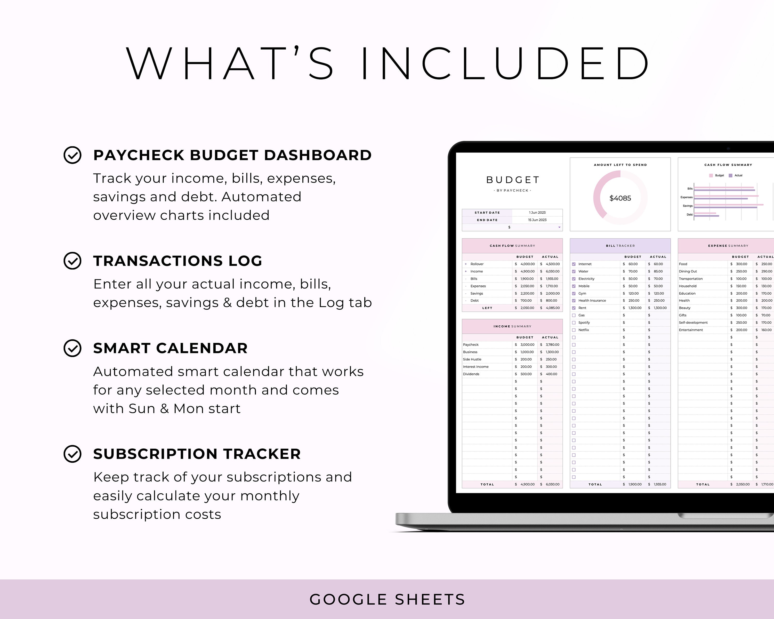 PLR Paycheck Budget Spreadsheet for Google Sheets Master Resell Rights Commercial License PLR ...