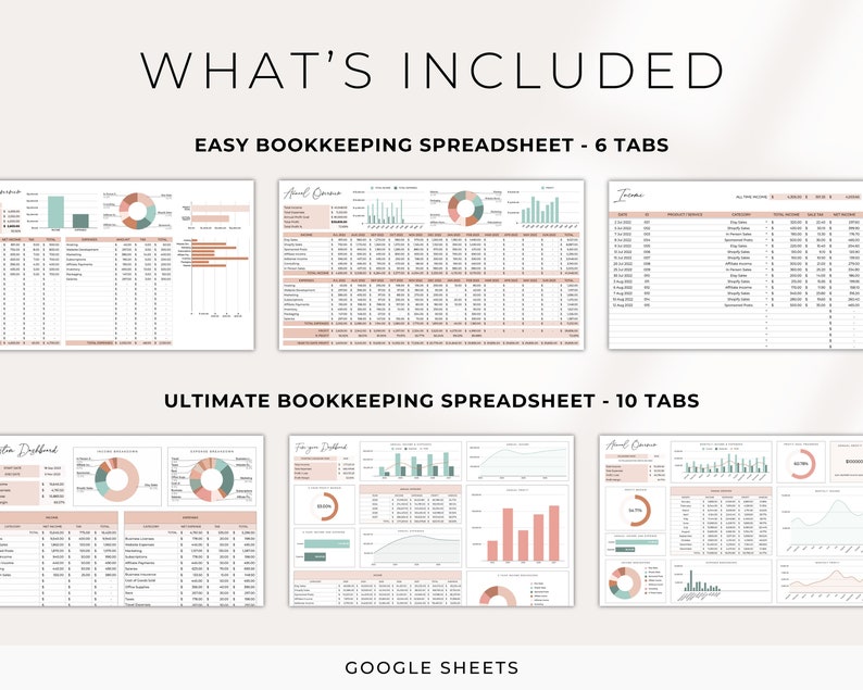 PLR Bookkeeping Spreadsheets Bundle for Google Sheets Master Resell Rights Commercial Use PLR ...