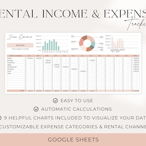 Rental Income & Expense Tracker Rental Tracking Spreadsheet Property Manager Expense Log Rental ...