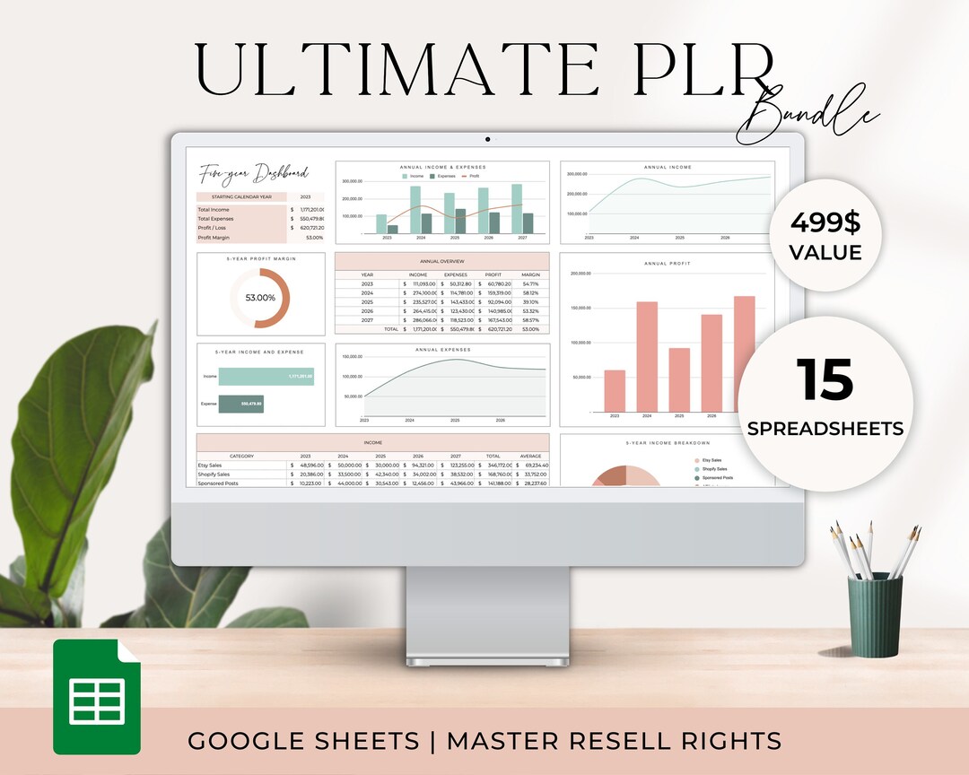 PLR Budget Spreadsheets Bundle, Master Resell Rights, Commercial ...