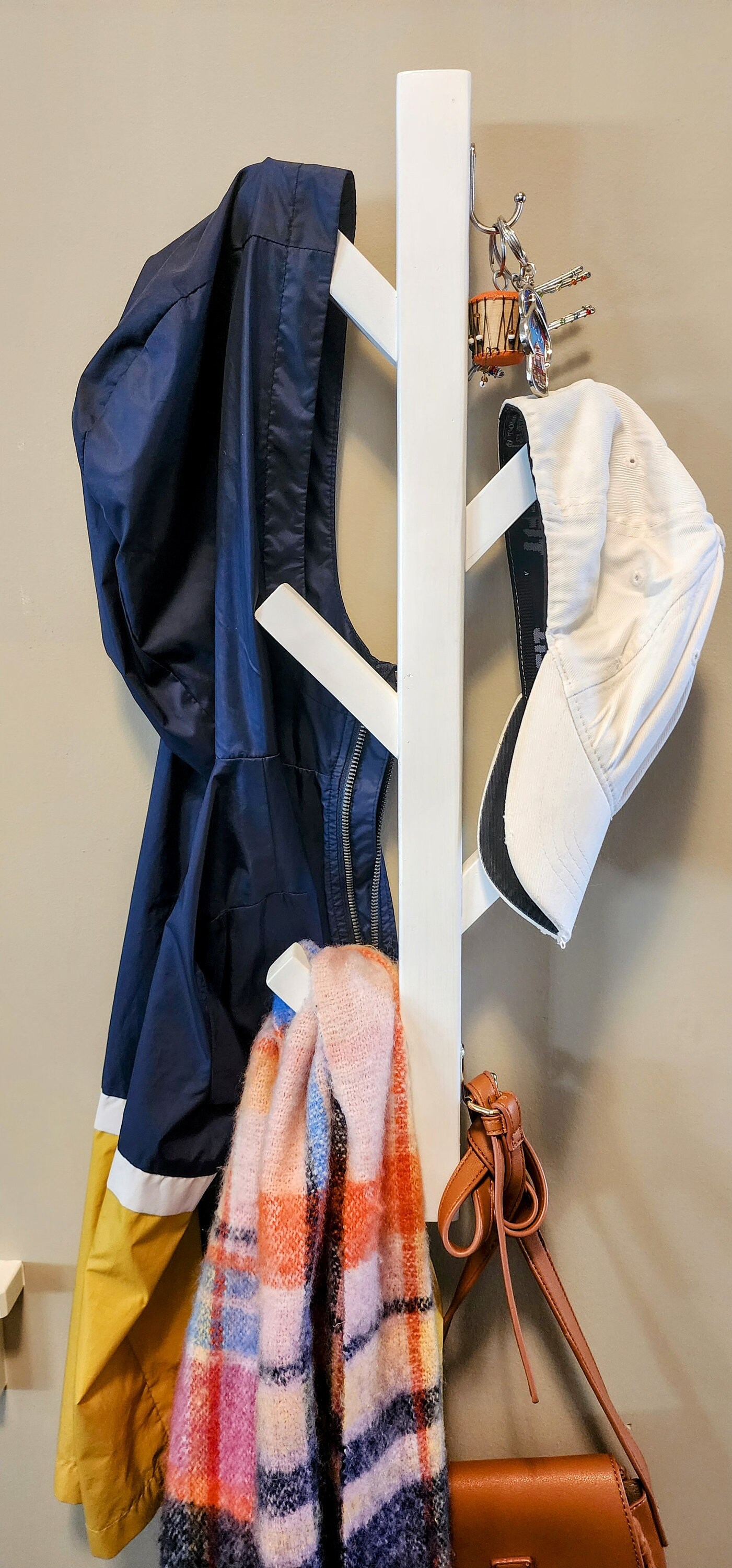 White Tree Coat Key Rack Wall Mounted, Wood Tree Branch Coat Hooks for ...