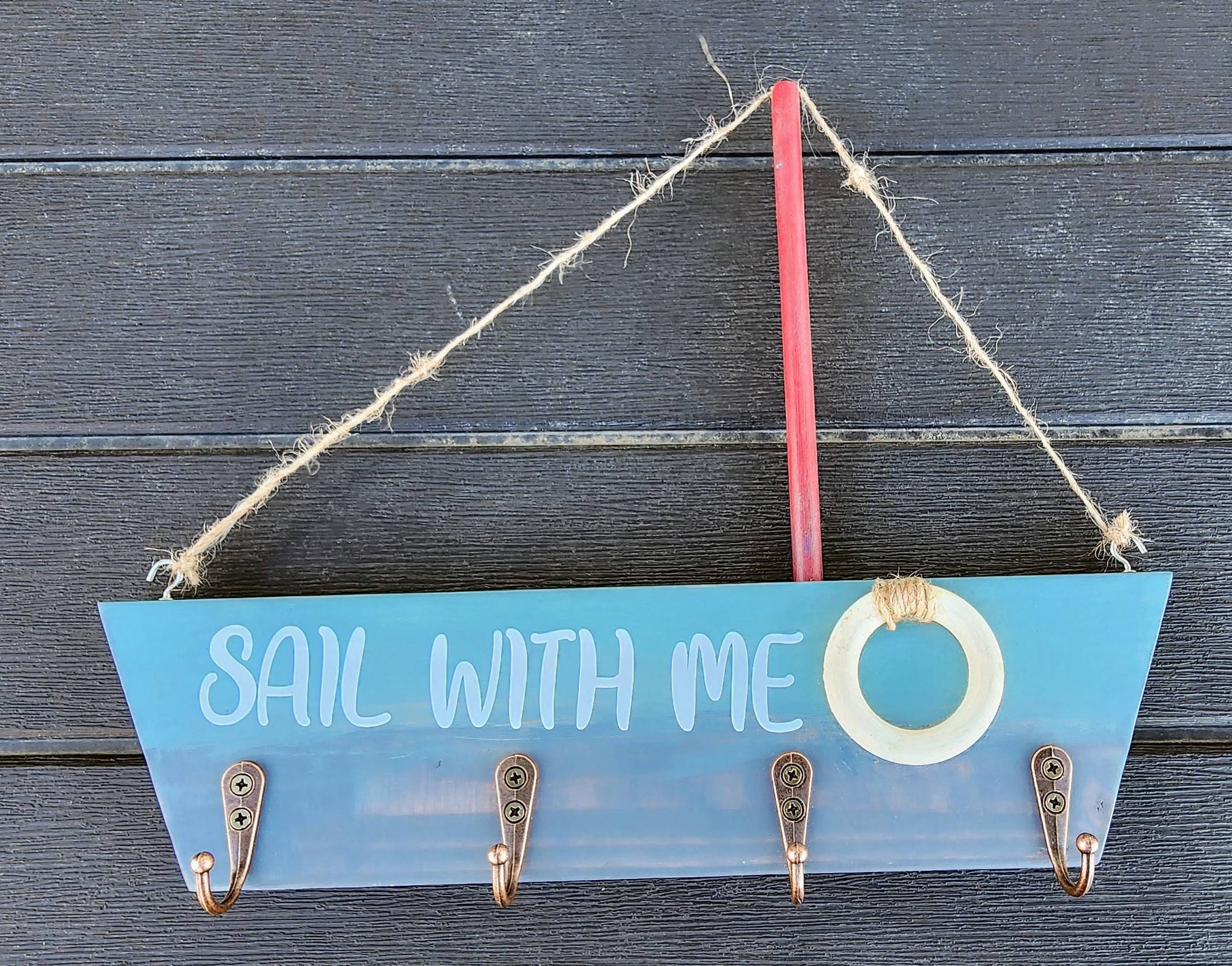 Sail With Me Boat Key Holder, Key Hooks, Key Organization, Key Sign - Etsy