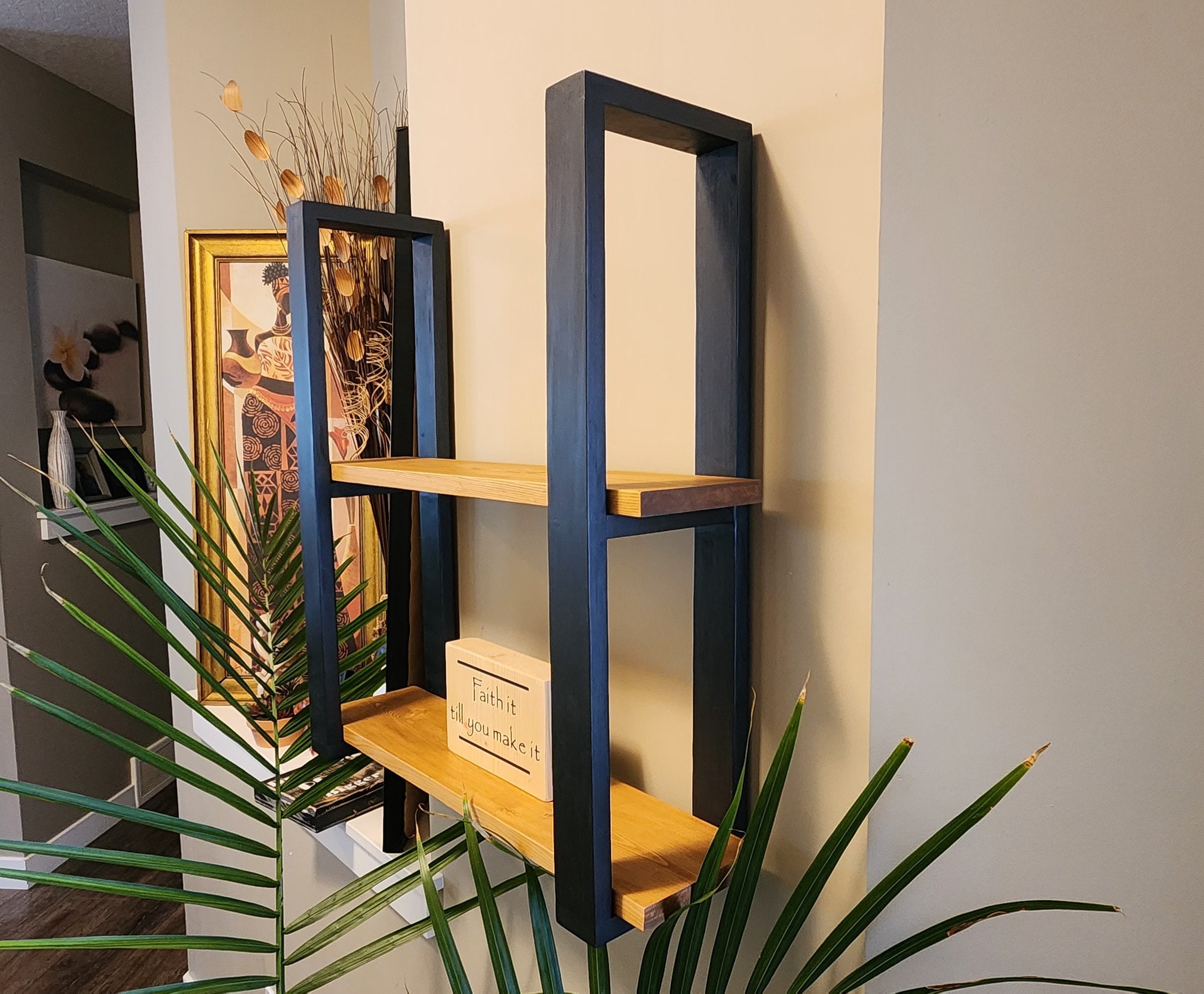 Modern Contemporary Floating Wall, Wood Wall Mounted Bookcase, Wood ...