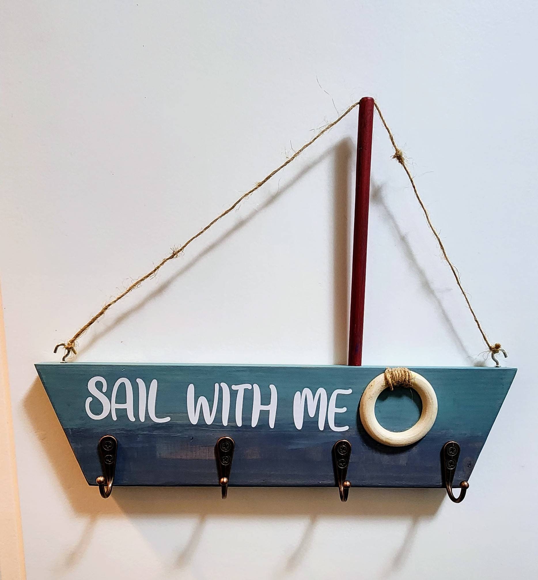 Sail With Me Boat Key Holder, Key Hooks, Key Organization, Key Sign - Etsy