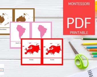 Montessori Continents Card - Etsy