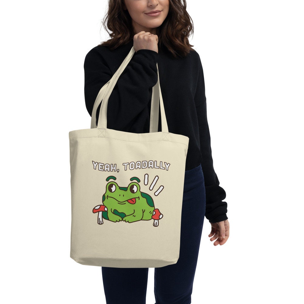 Sí Toadally Eco Tote Bag, Toad Bag Tote, Mushroom and Frog Tote ...