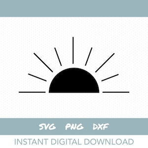 Half Sun SVG, Simple Sunshine Clipart, Boho Sun Vector, Instant Digital ...