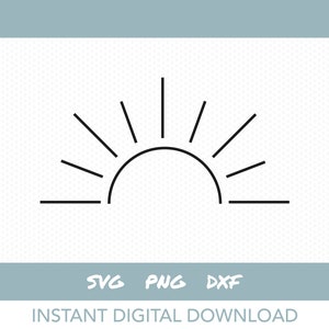 Half Sun SVG, Simple Sunshine Clipart, Boho Sun Vector, Instant Digital ...