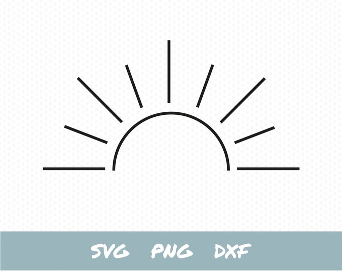 Half Sun SVG, Simple Sunshine Clipart, Boho Sun Vector, Instant Digital ...