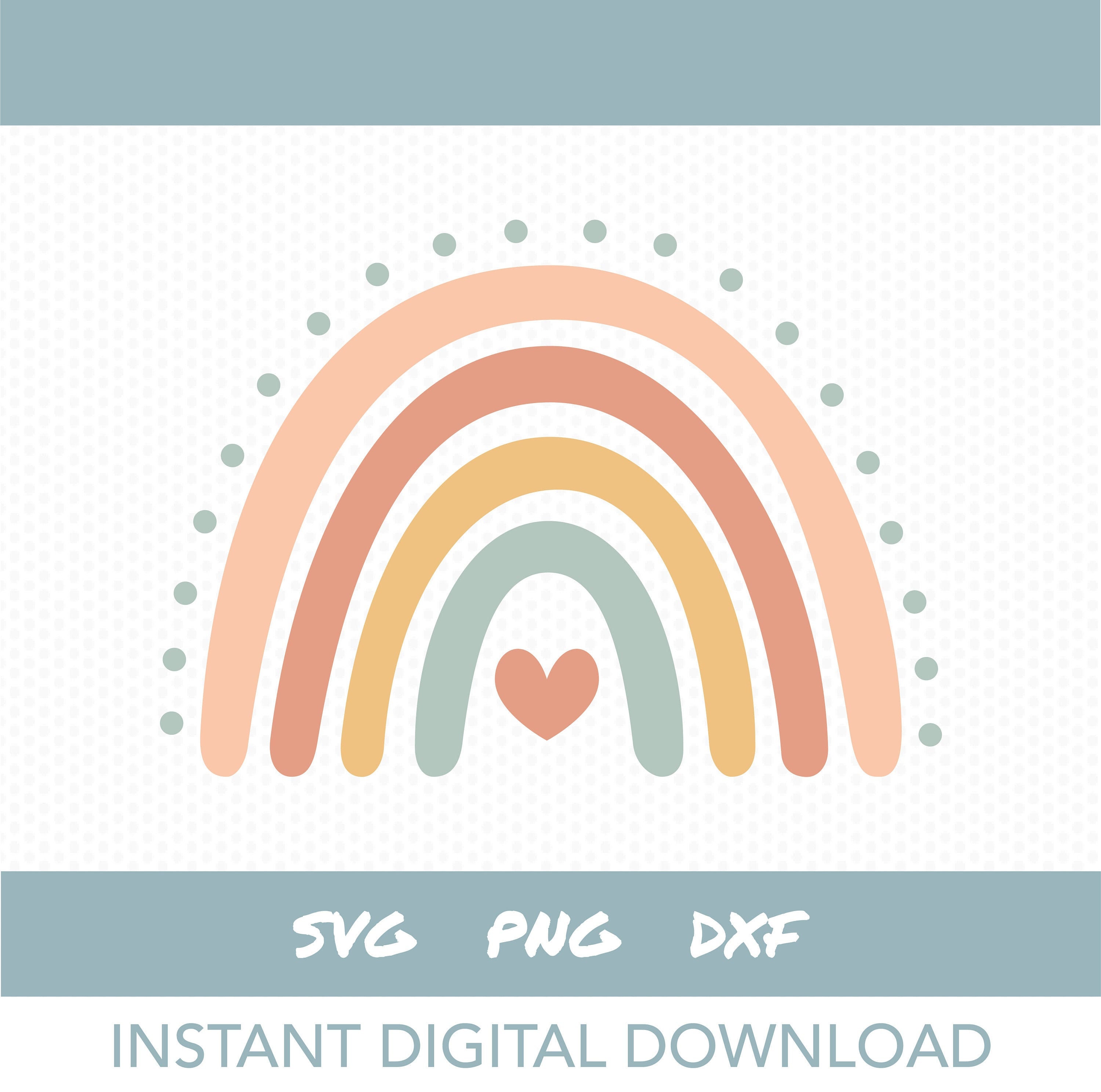 Boho Rainbow svg / Arco iris dibujado a mano con corazón / Descarga ...