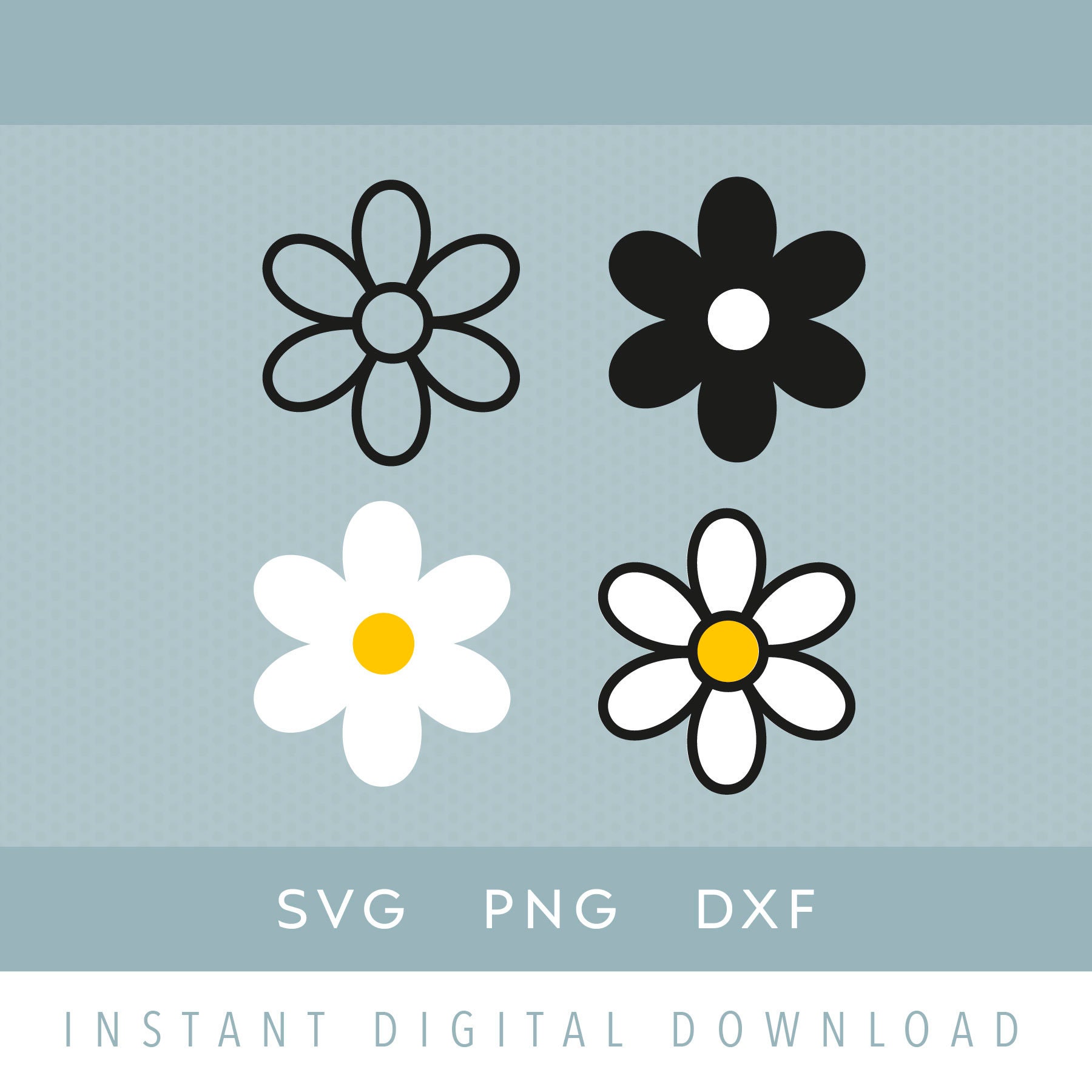 Daisy Svg Bundle, Daisy White and Yellow Png, Instant Digital Download ...