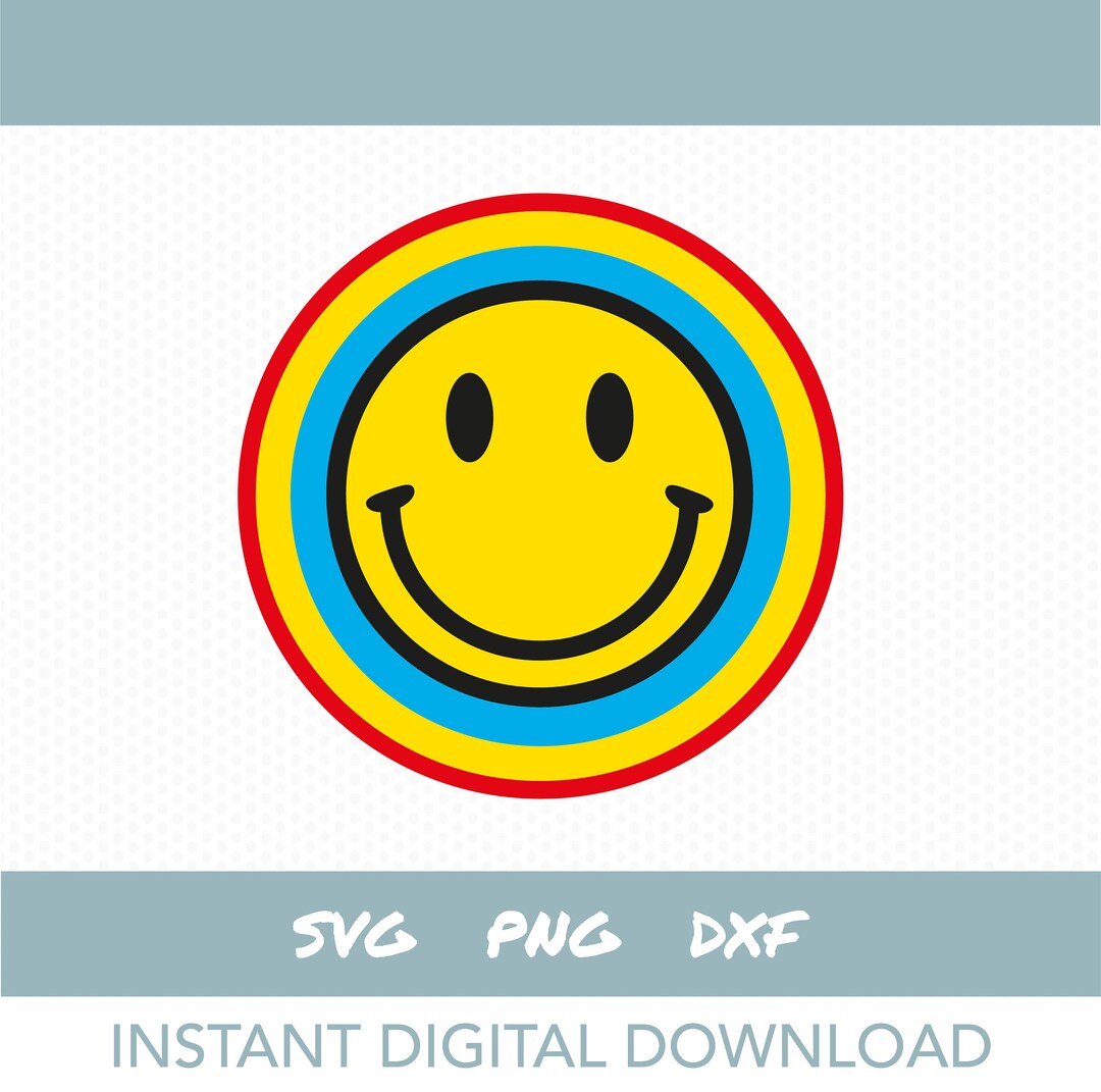Rainbow Smiley Face Svg | Rainbow Face Outline Png | Instant Digital ...