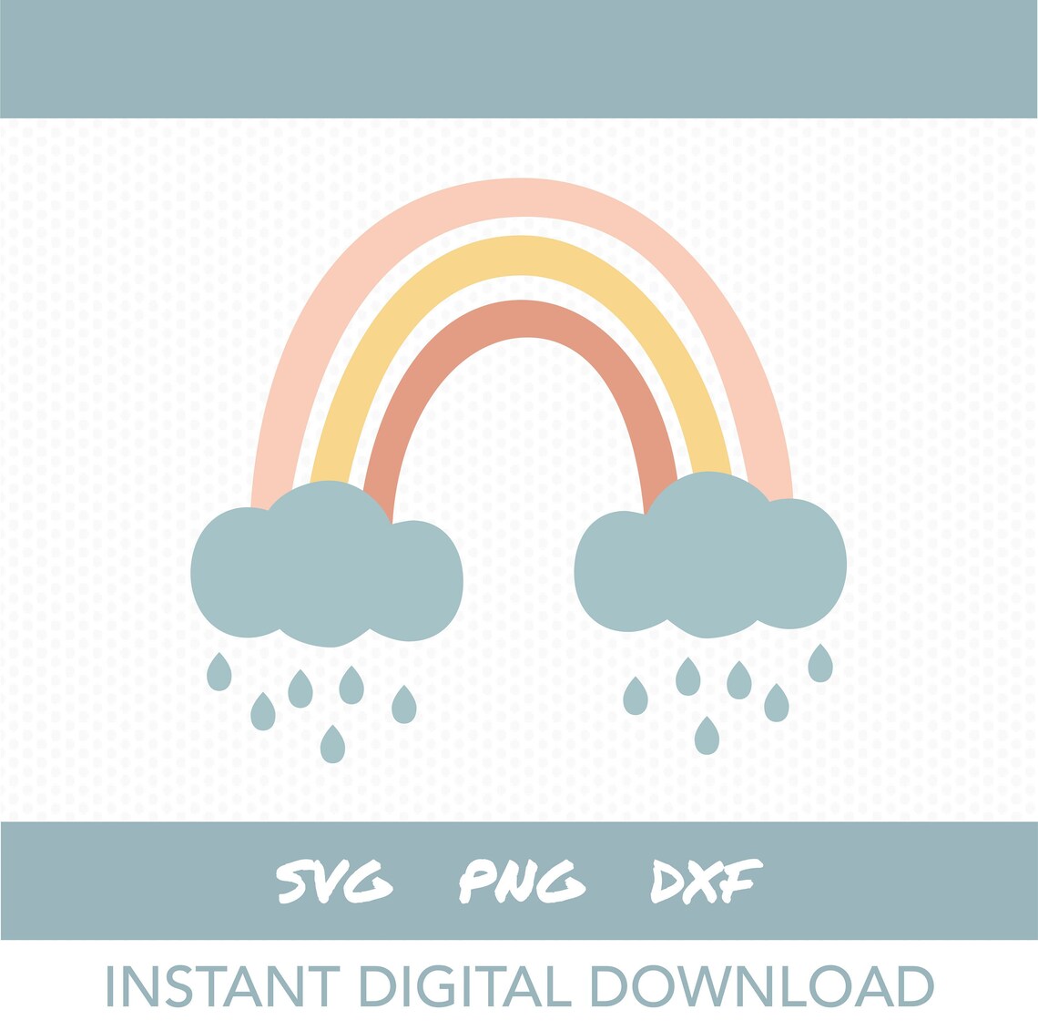 Boho Cloud Rainbow Svg Hand Drawn Rainbow With Clouds Instant Digital ...