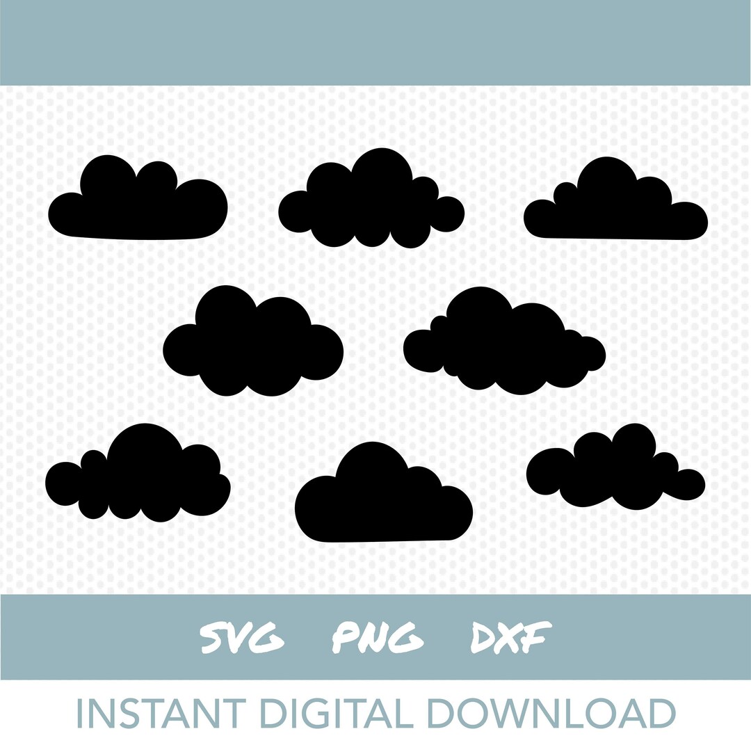 Cute Clouds SVG Bundle | 8 Hand Drawn Clouds | Instant Digital Download ...