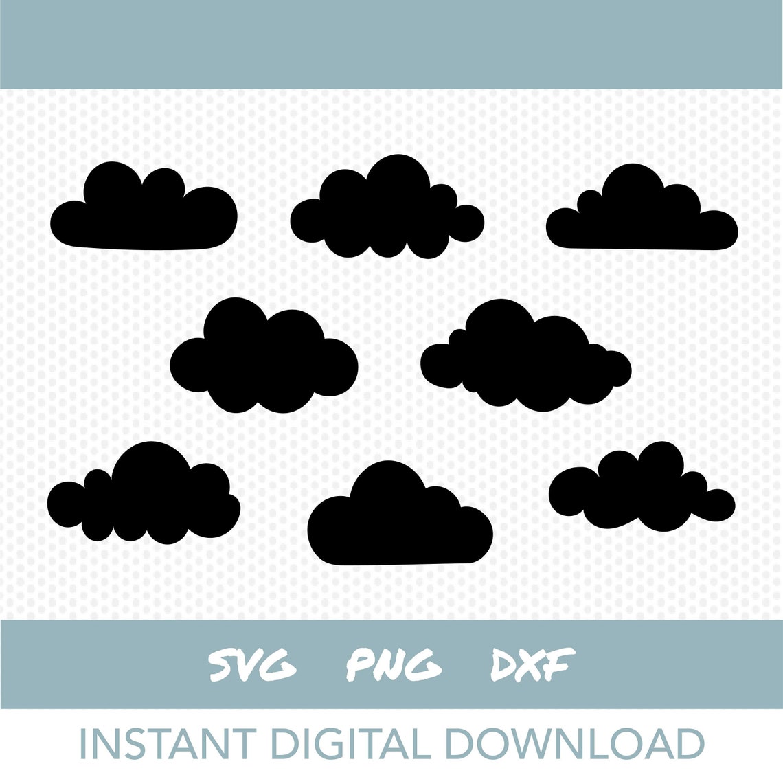 Cute Clouds SVG Bundle | 8 Hand Drawn Clouds | Instant Digital Download ...