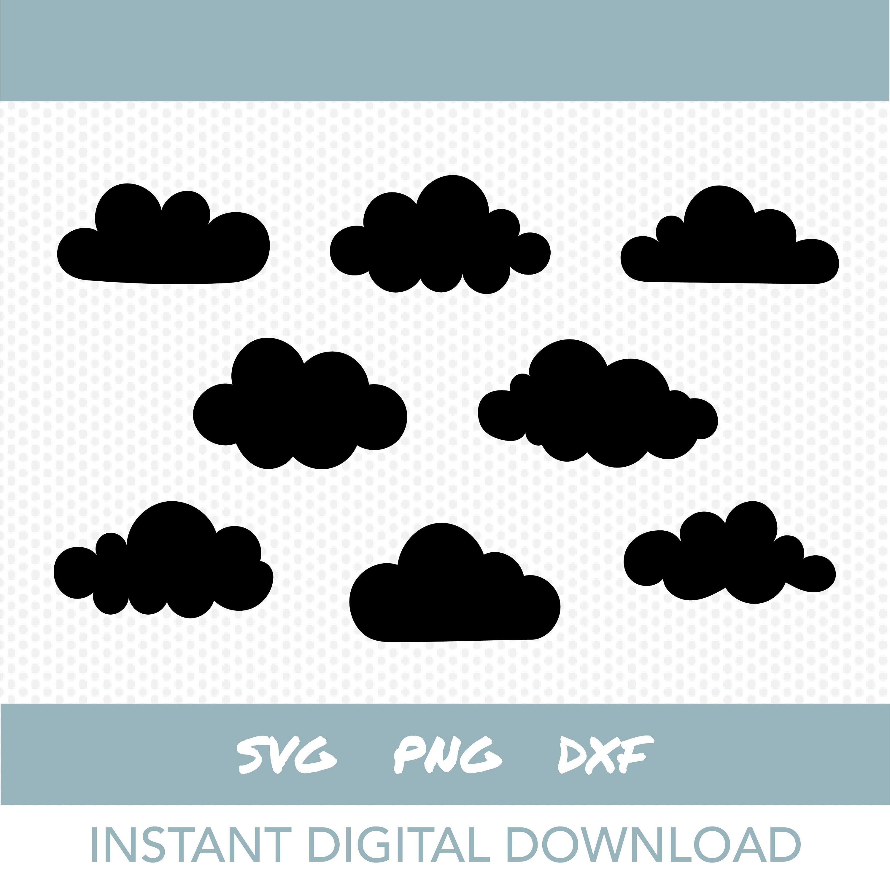 Cute Clouds SVG Bundle | 8 Hand Drawn Clouds | Instant Digital Download ...